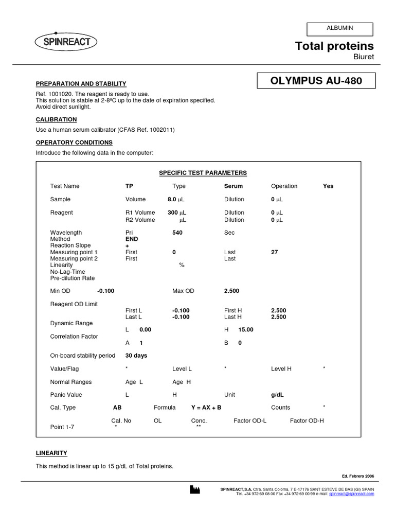 Total Proteins - Au-480 | PDF