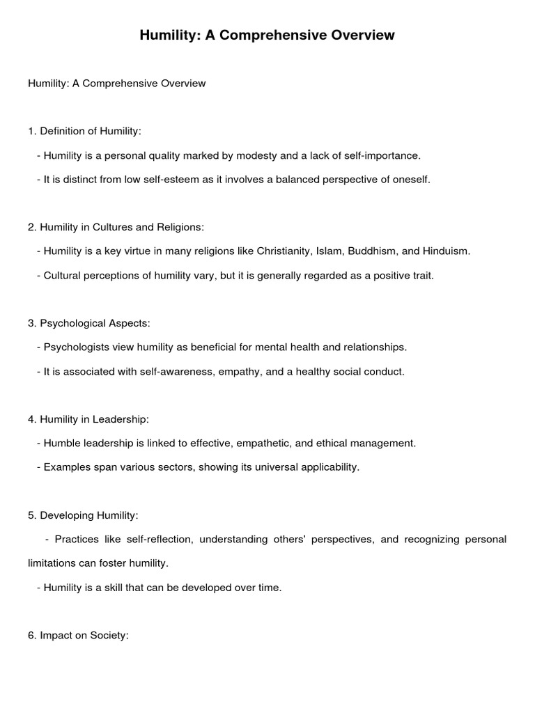 Humility Overview | PDF