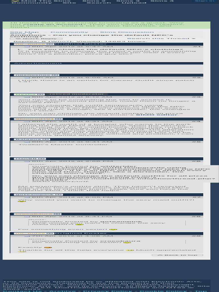 Mod The Sims - Can You Change The Default NPC's Clothing | PDF | World ...