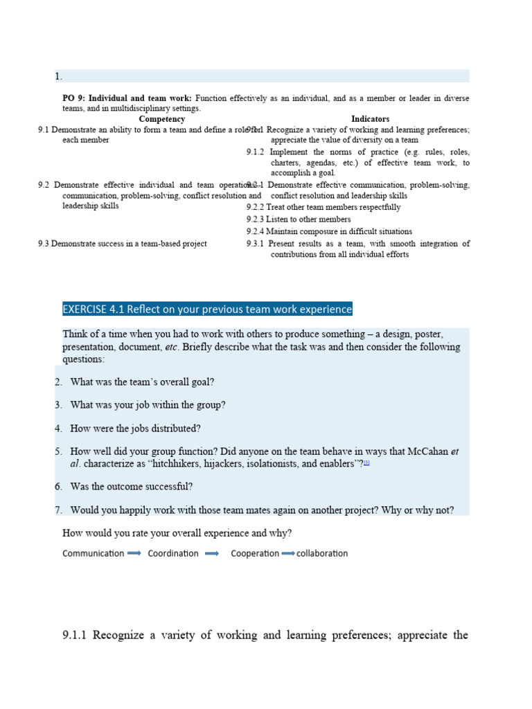 Individual and Team Work | PDF