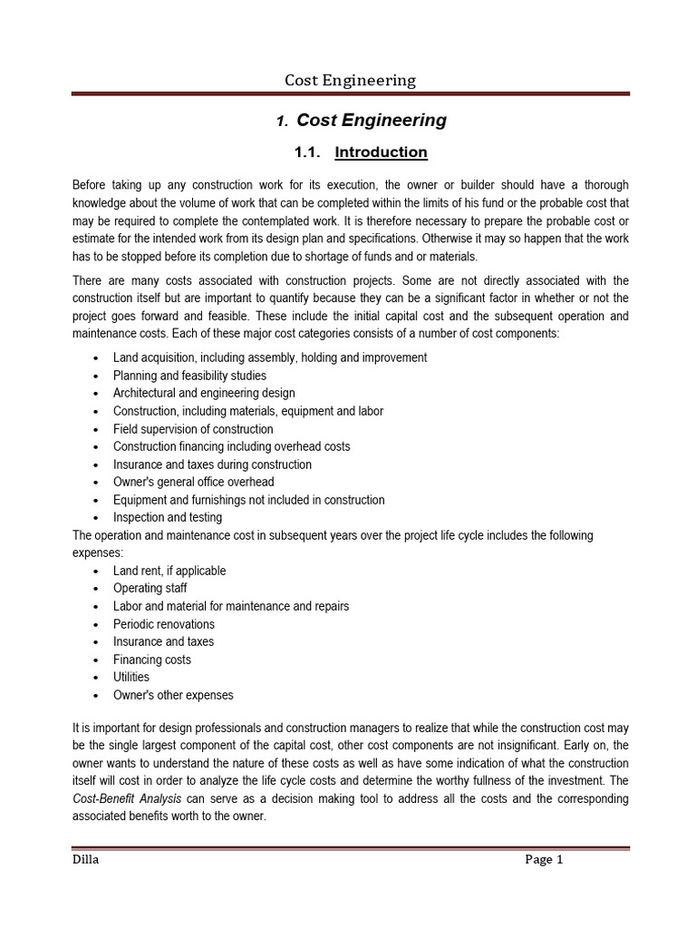 Cost Engineering Cont Ass | PDF