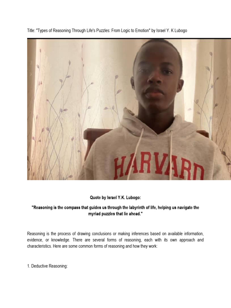 Types of Reasoning by Israel y K Lubogo | PDF | Reason | Inference