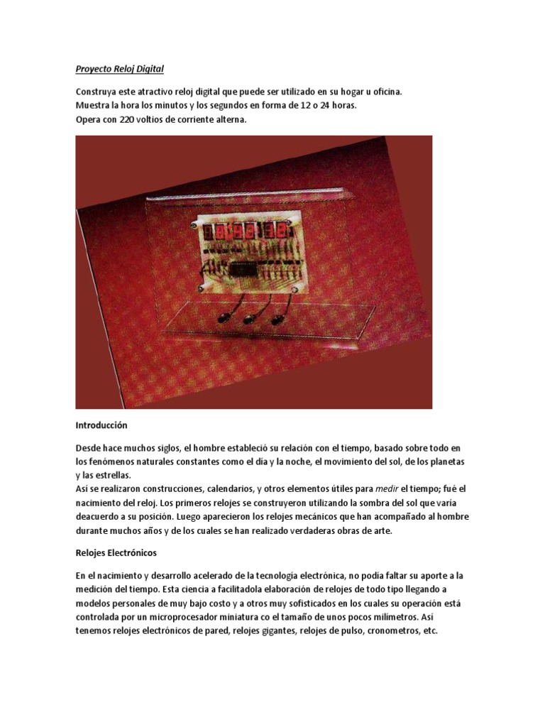 Proyecto Reloj Digital | PDF | Reloj | Electrónica