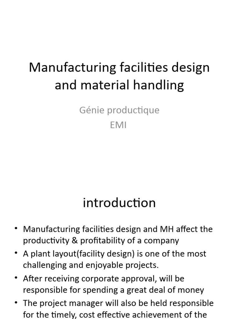 Manufacturing Facilities Design and Material Handling | PDF