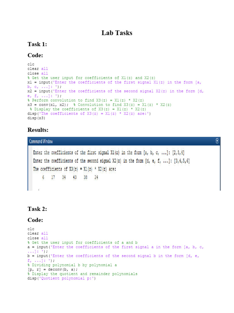 Lab 04 (Task Submission's File ) (EE-414 Digital Signal Processing Lab) | PDF