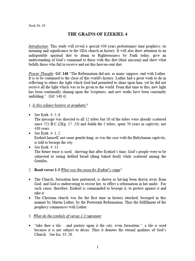Ezekiel 4 Prophecy and SDA Diet Insights | PDF | Book Of Ezekiel ...