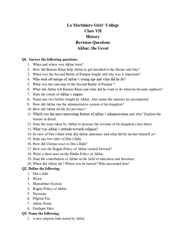 Akbar: Key Historical Insights for Class 7 | PDF | Mughal Empire ...