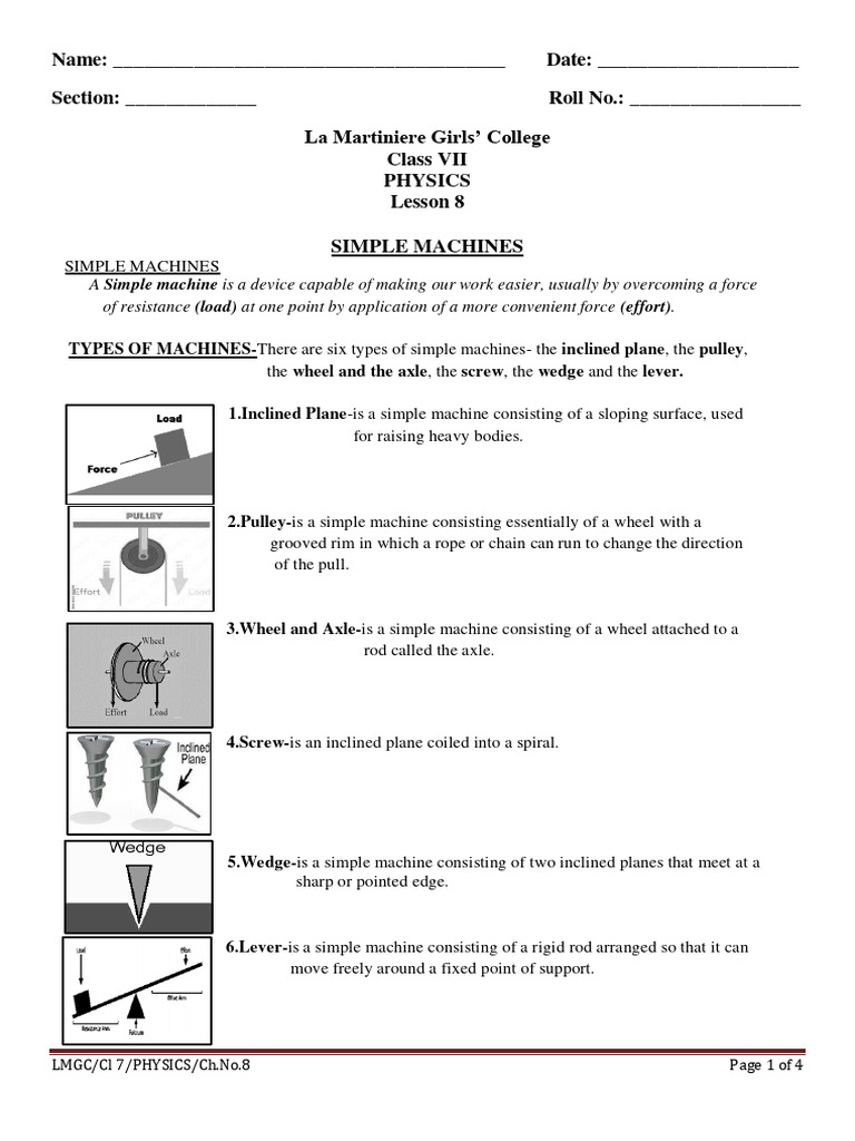 Chapter 8 Simple Machines | PDF | Machines | Lever