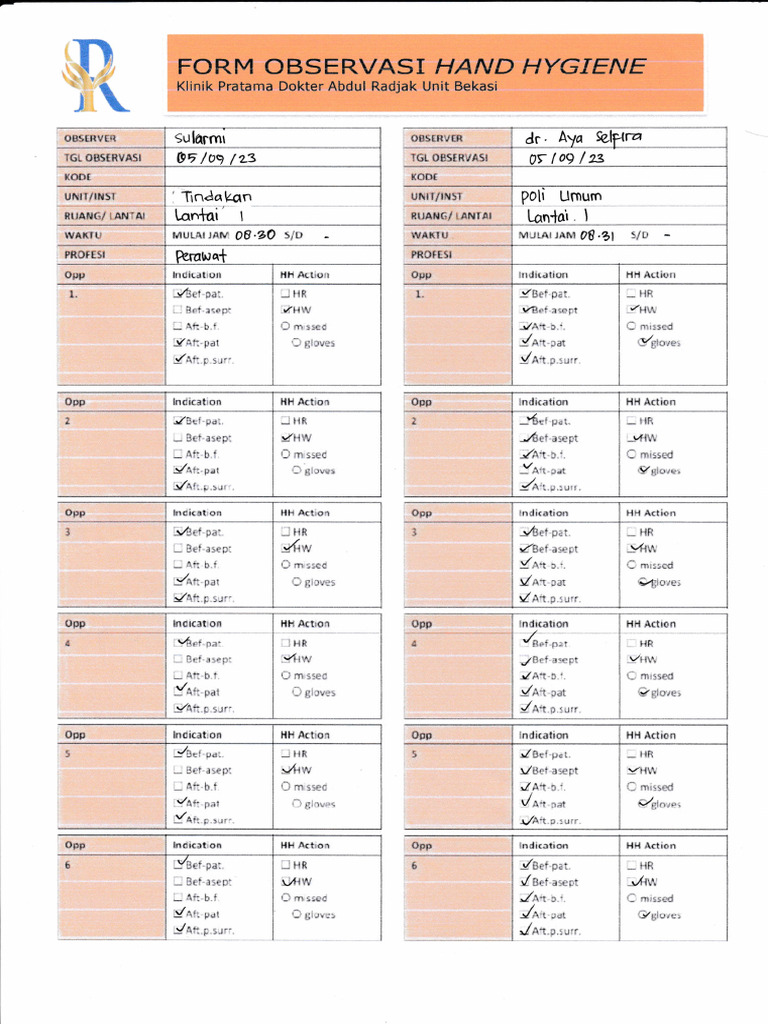 Form Observasi Hand Hygiene | PDF