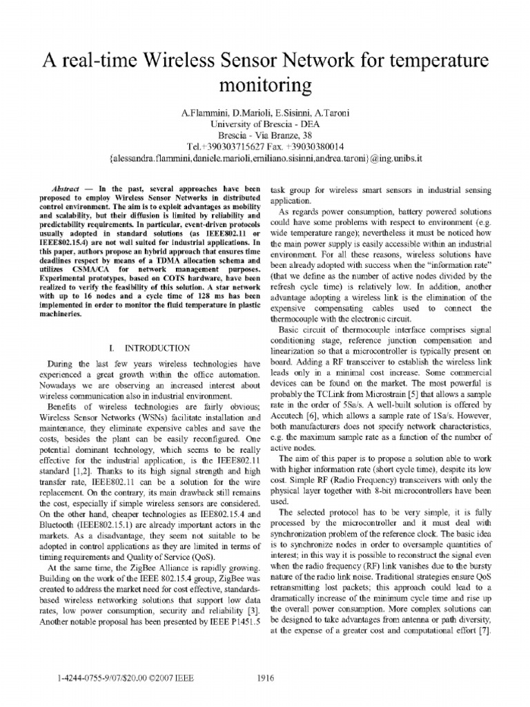 Flammini 2007 | PDF | Computer Network | Wireless Sensor Network