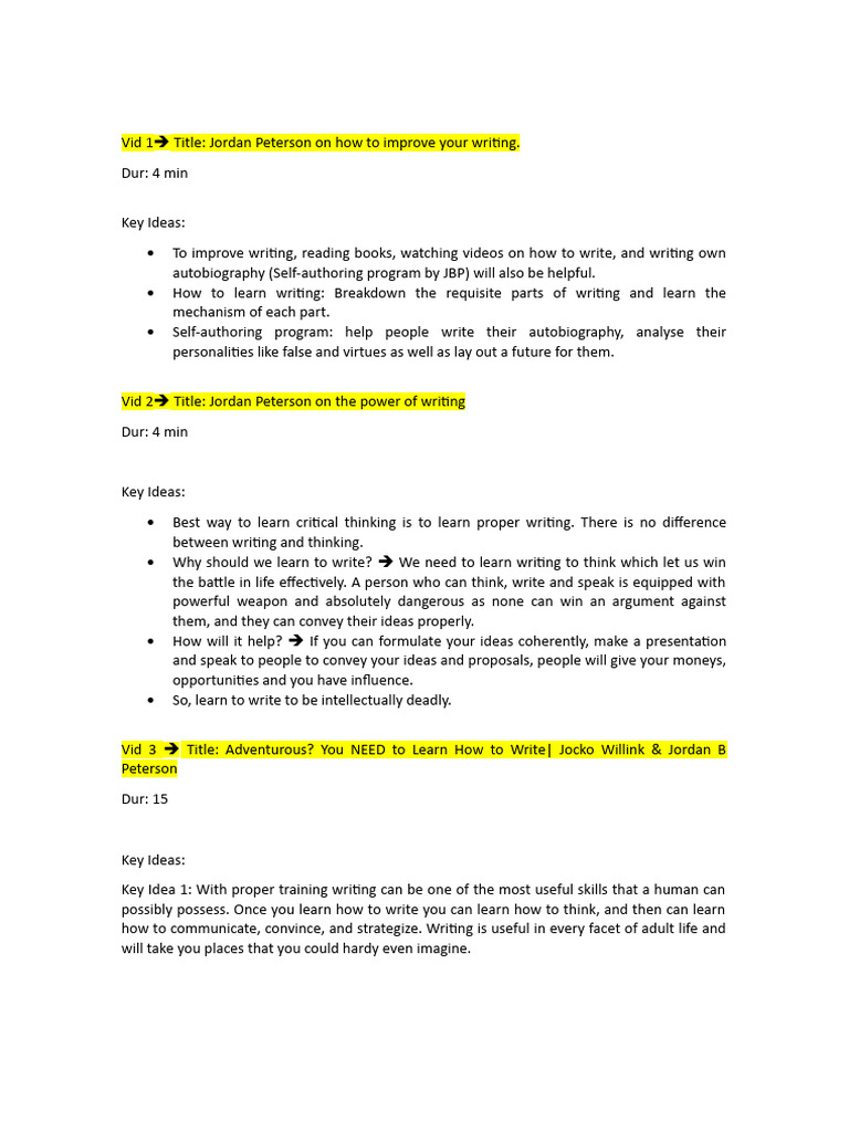 Jordan Peterson's Writing Improvement Guide | PDF | Thought | Argument