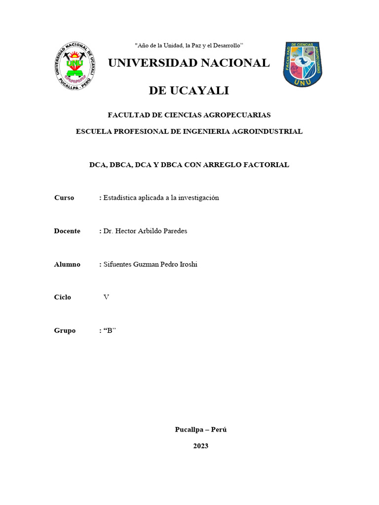 DCA, DBCA, DCA CON ARREGLO FACTORIAL Y DBCA CON ARREGLO FACTORIAL | PDF | Experimentar ...