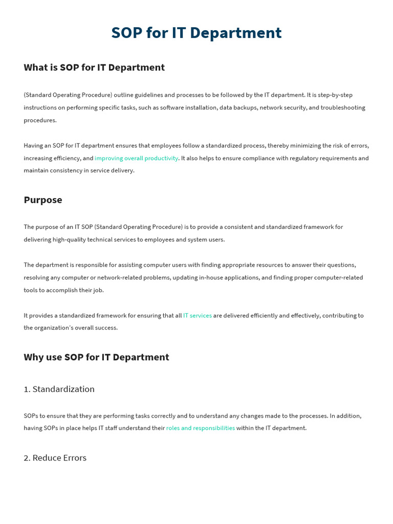 SOP For IT Department | PDF