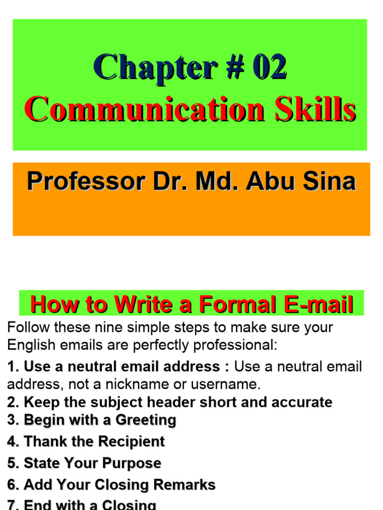 Chapter # 2 Communication Skills | PDF