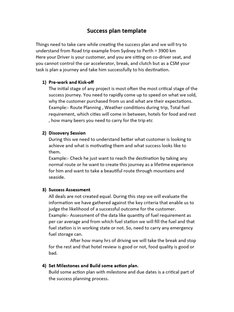 Success Plan Template | PDF