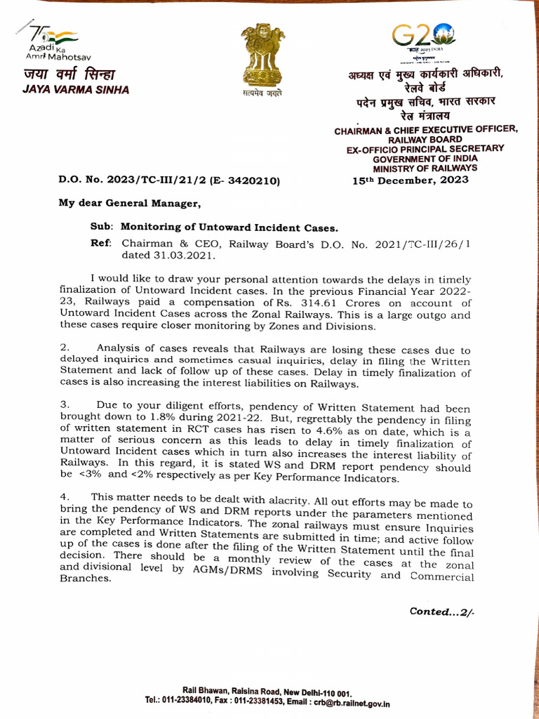 Letter To All GMs Reg Monit. of Untow. Cases | PDF