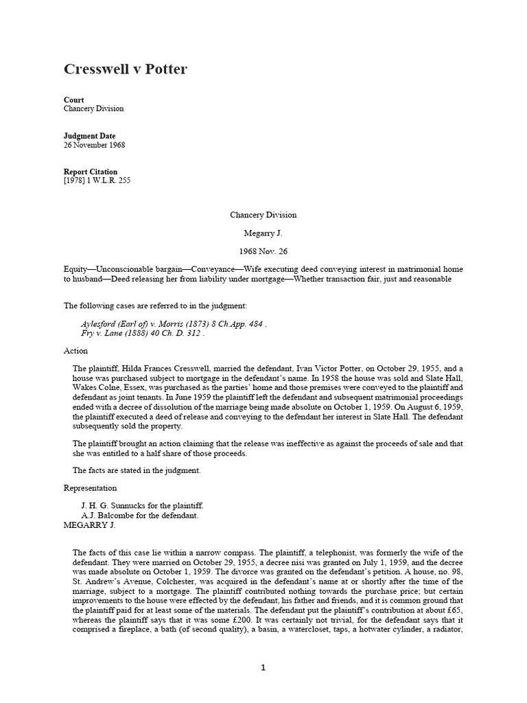 Unconscionability Cases | PDF | Common Law | Justice