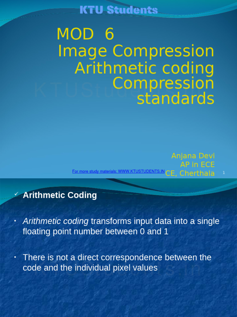 Dip Mod 6 - Cec Notes - Ktustudents - in | PDF | Data Compression | Wavelet