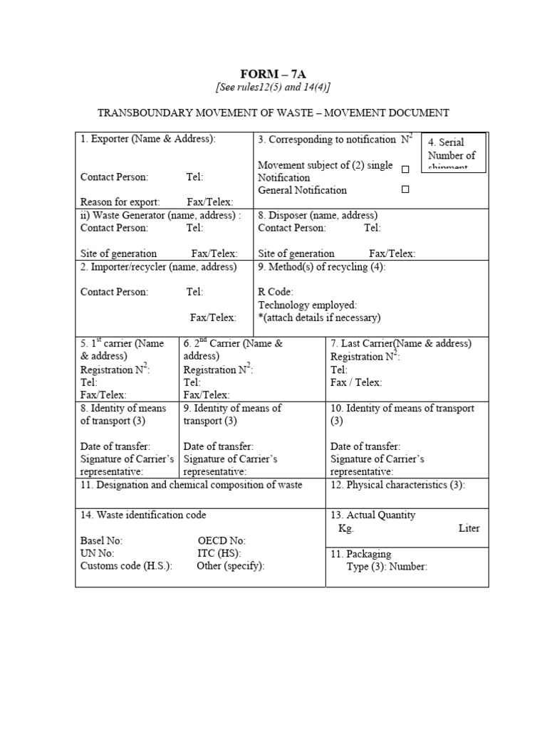 Form 7 A | PDF | Waste | Materials