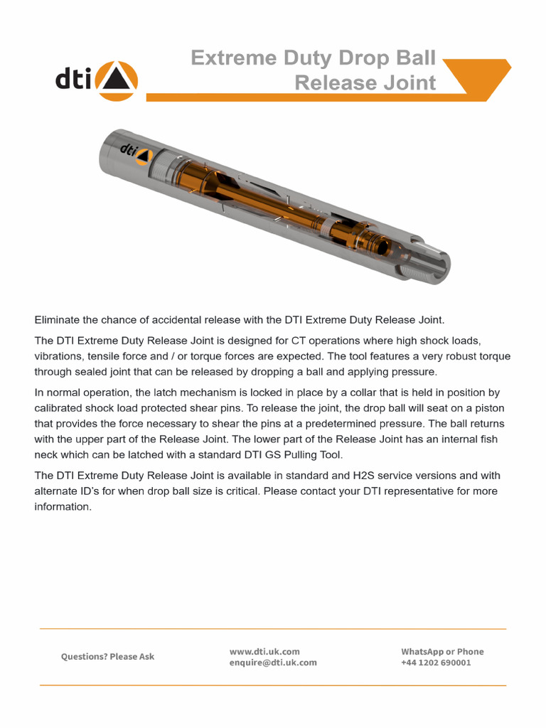 DTI DataSheet - Extreme Duty Drop Ball Release Joint | PDF