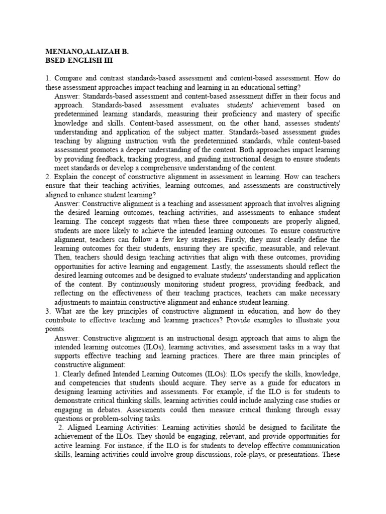 ASSESSMENT1 | PDF | Educational Assessment | Learning ASSESSMENT1 | PDF | Educational Assessment | Learning