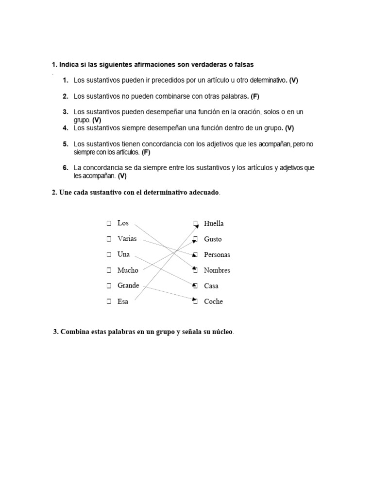 Ejercicio Sustantivo | PDF