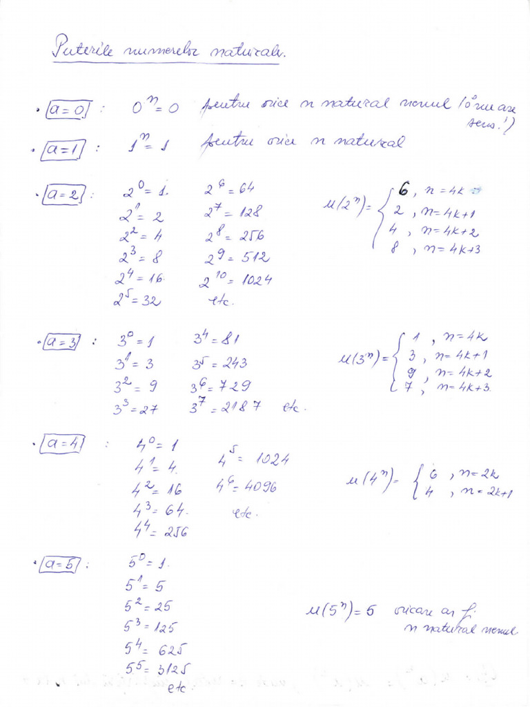 Puterile Numerelor Naturale | PDF