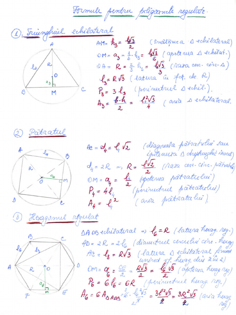 Formule Pentru Poligoanele Regulate | PDF