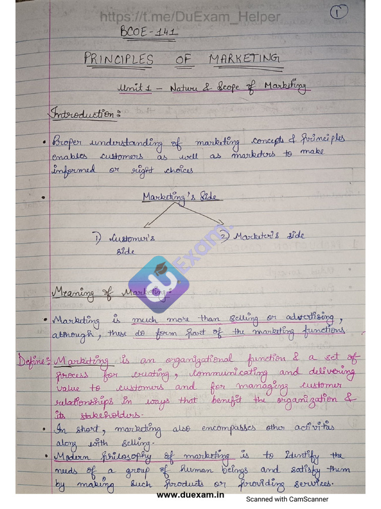 Principle of Marketing Whole Notes - Watermark | PDF