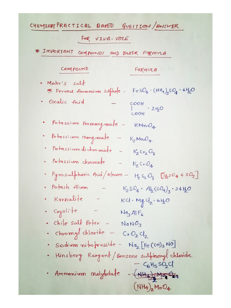 Chemistry Practical Viva Questions | PDF Chemistry Practical Viva Questions | PDF
