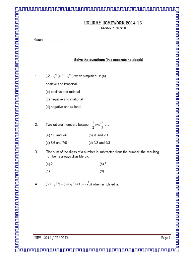 CBSE Class 9 Mathematics Worksheet - Polynomials | PDF | Numbers ...