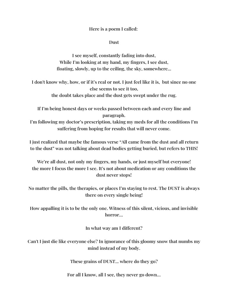 Here Is A Poem I Called - Dust | PDF