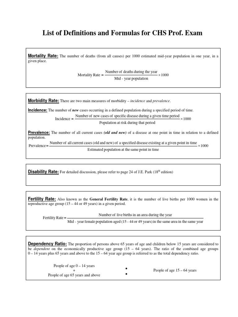 Formulas and Definition | PDF | Sensitivity And Specificity | Clinical ...