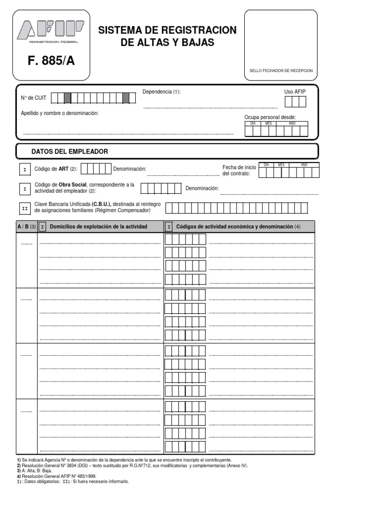 Formulario 885-A | PDF