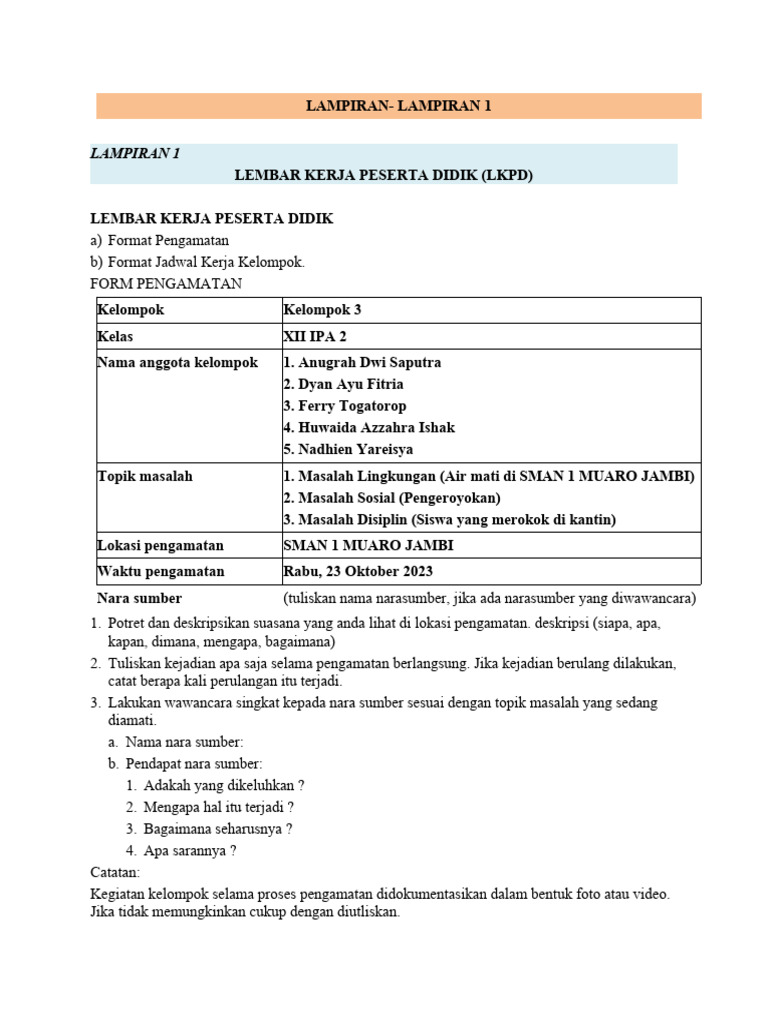 Lampiran LKPD 1.1 | PDF | Sains & Matematika