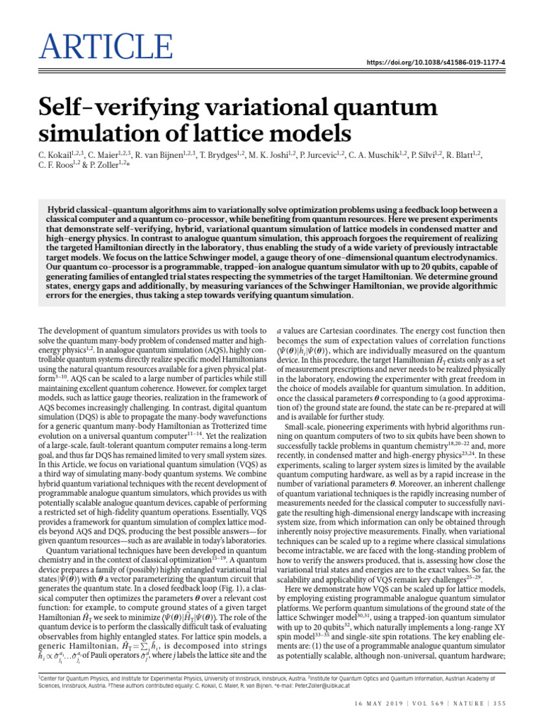 Self-Verifying Variational Quantum Simulation of Lattice Models | PDF