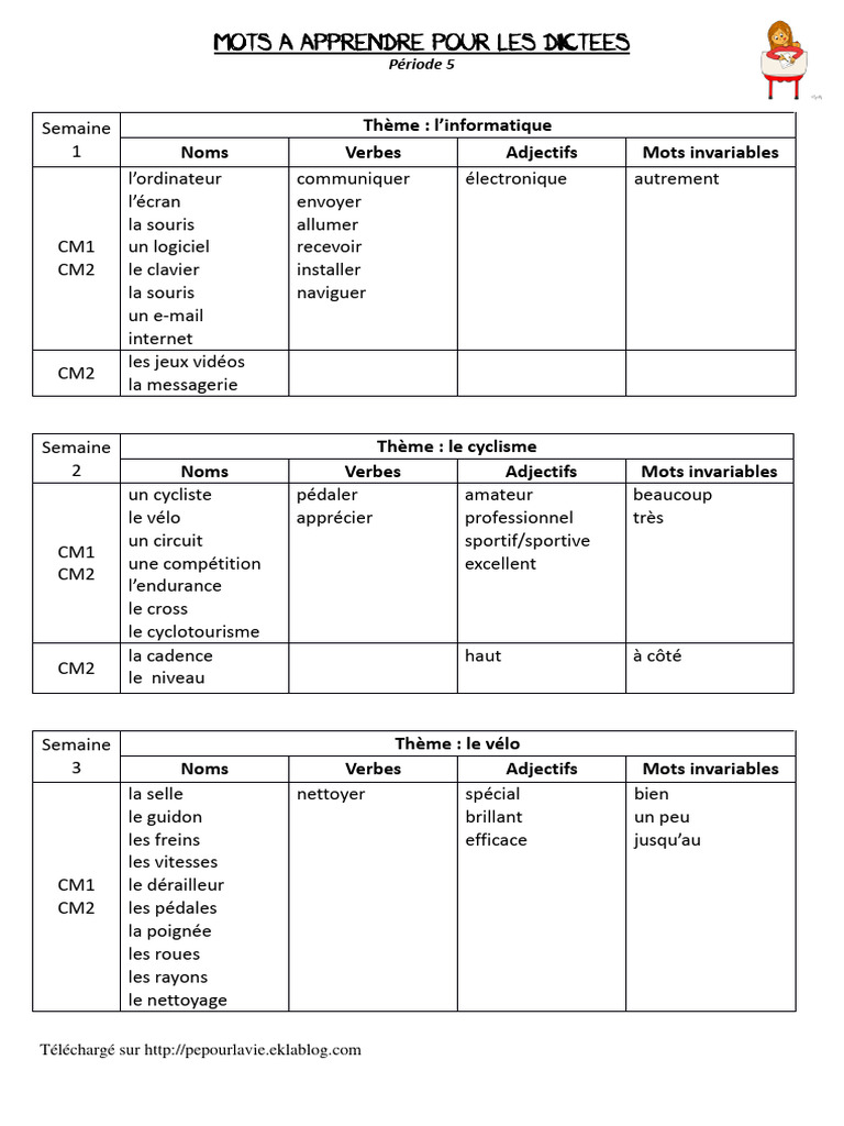 Mots Dictees MHF P5 | PDF