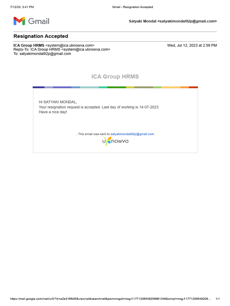 Gmail - Resignation Accepted | PDF