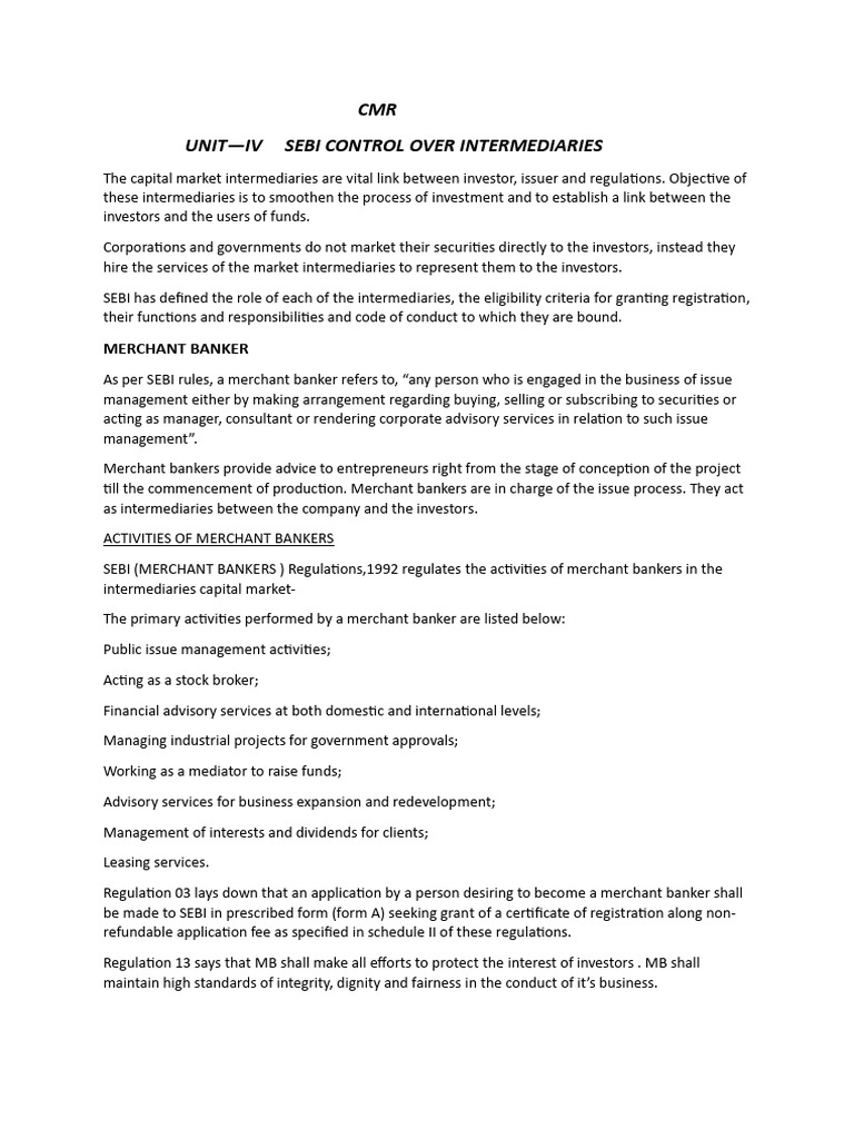 CMR Unit Iv | PDF | Securities (Finance) | Stocks