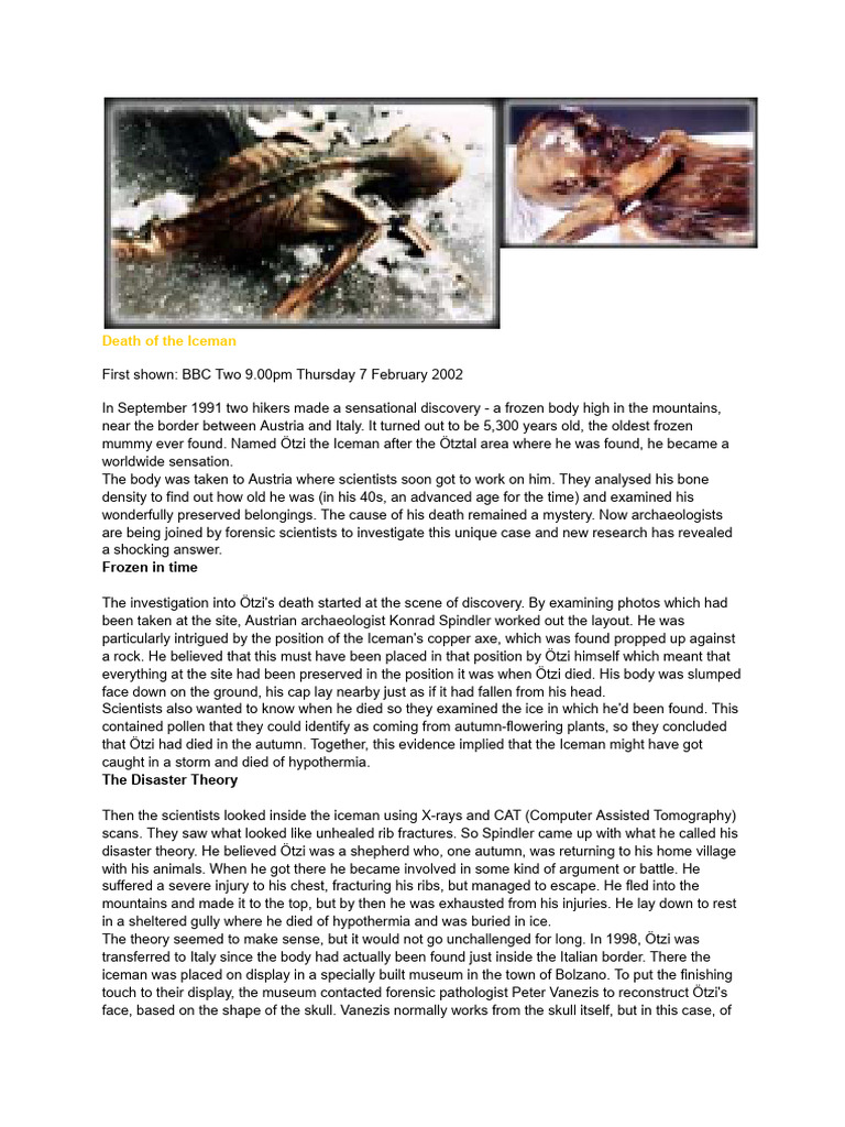 11AH - Task 1D Resource - Death of The Iceman | PDF