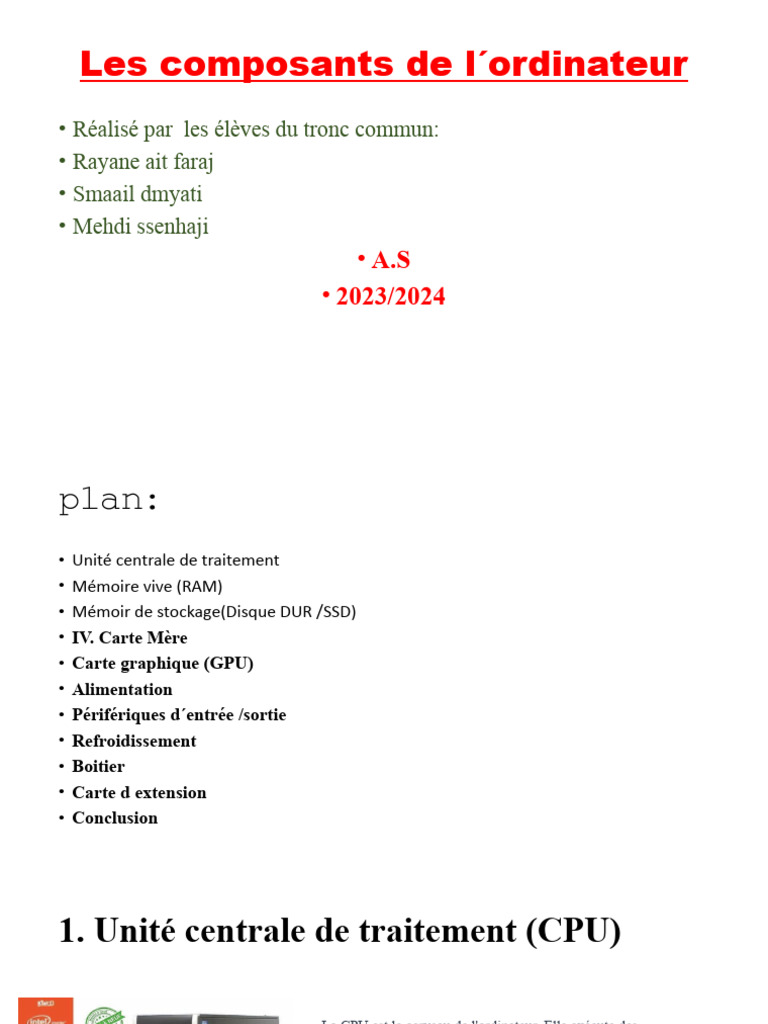 Les Composants de L Ordinateur | PDF