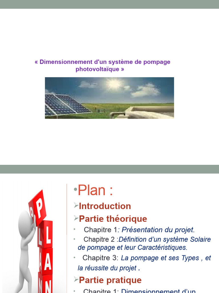 Prèsentation Du SFE | PDF | Énergie solaire photovoltaïque | Pompe