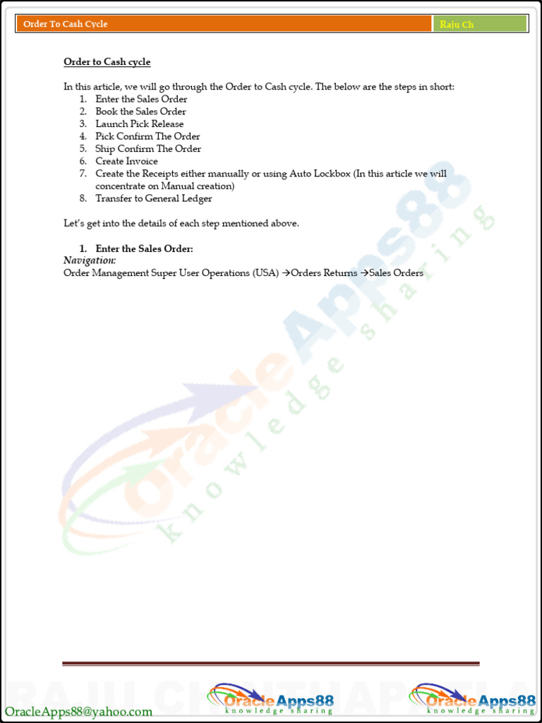 06 - O2C - Order To Cash Cycle (O2C) | PDF | Receipt | Invoice
