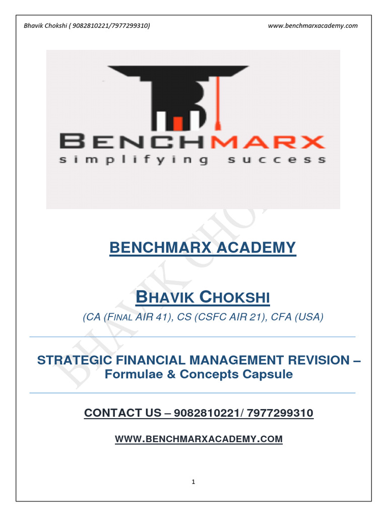 Bhavik Chokshi's SFM Revision Guide | PDF | Futures Contract ...