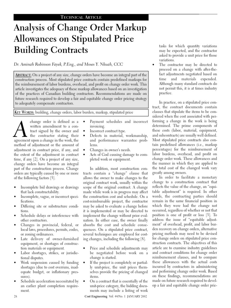 Change Order Markups | PDF