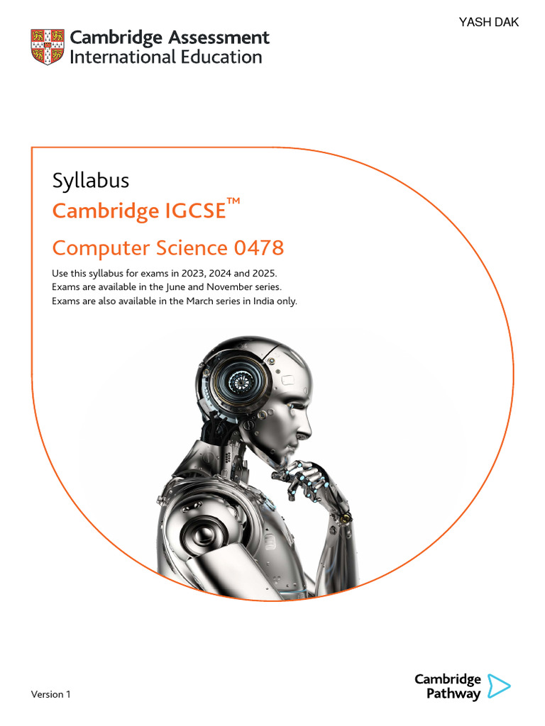 Cambridge Igcse Syllabus (Computer Science) | PDF