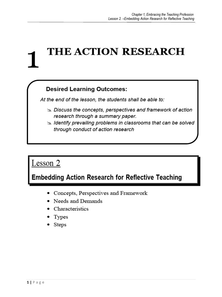 Ch01 L2 Actionresearch | PDF | Teachers | Action Research