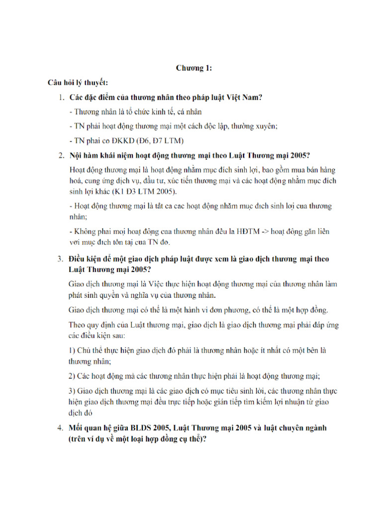 CÂU HỎI LT & BT C1+C2 | PDF