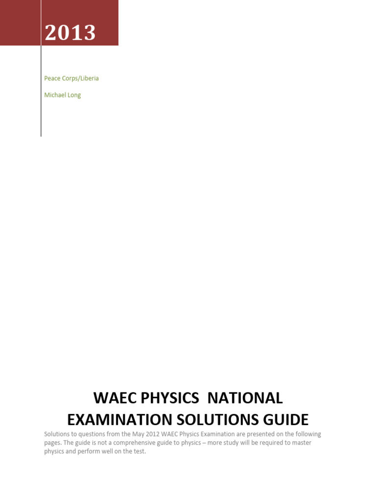 WAEC Physics 2012 Solutions Guide | PDF | Force | Waves