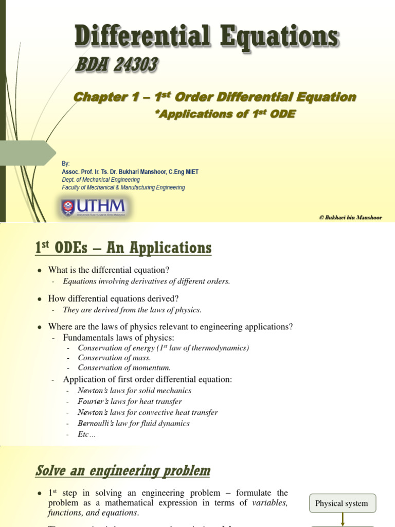 Chapter 1 First Order Part B | PDF | Differential Equations | Equations